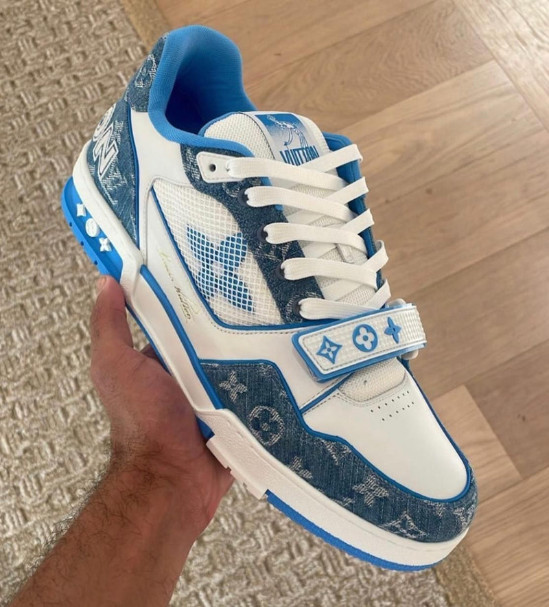 Louis Vuitton LV Trainer Sneaker Monogram Denim with Strap Blue
